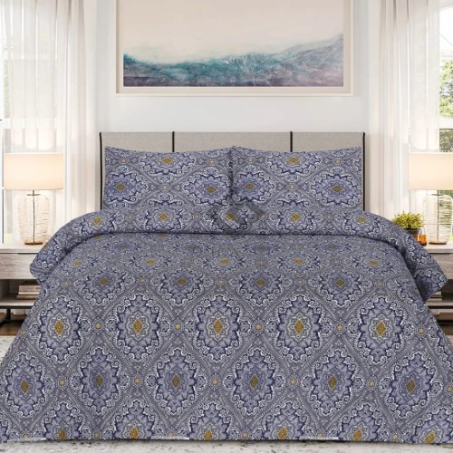 Blue Printed Sheet With 2 Pillow Covers – 3 PCS with 2 Pillow Covers